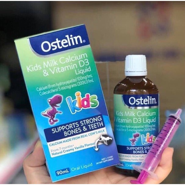 Ostelin Canxi sữa & Vitamin D3/ Canxi khủng long 90ml cho bé từ 7 tháng dạng nước | Shopee Việt Nam