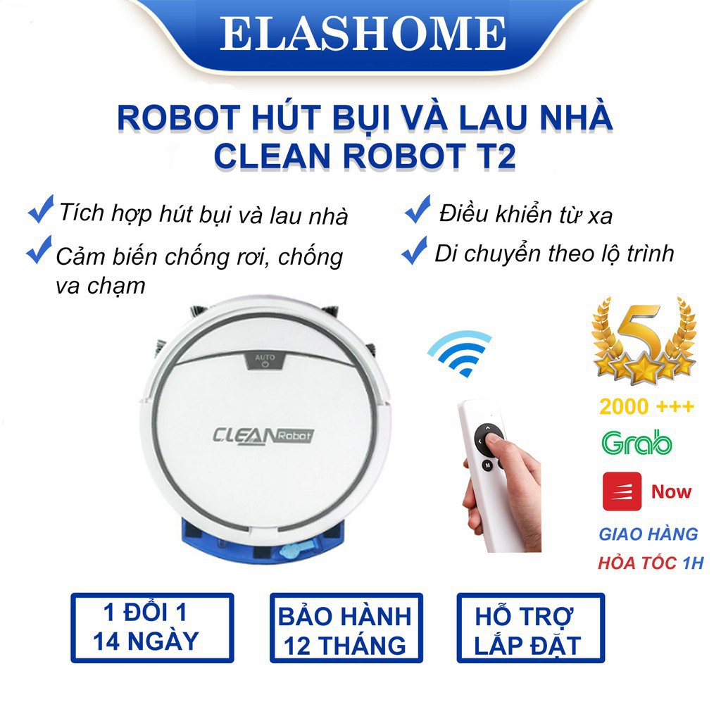 Mua Robot hút bụi lau nhà thông minh Elashome Clean Robot T2 với cảm biến nhạy, có điều khiển dễ ...