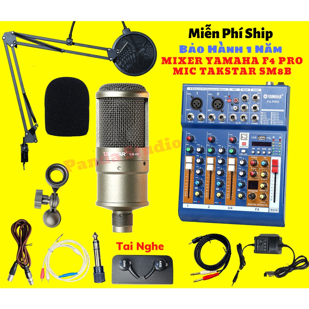 TRỌN BỘ MIC HÁT KARAOKE LIVE STREAM MIXER YAMAHA F4 PRO MIC TAKSTAR ...