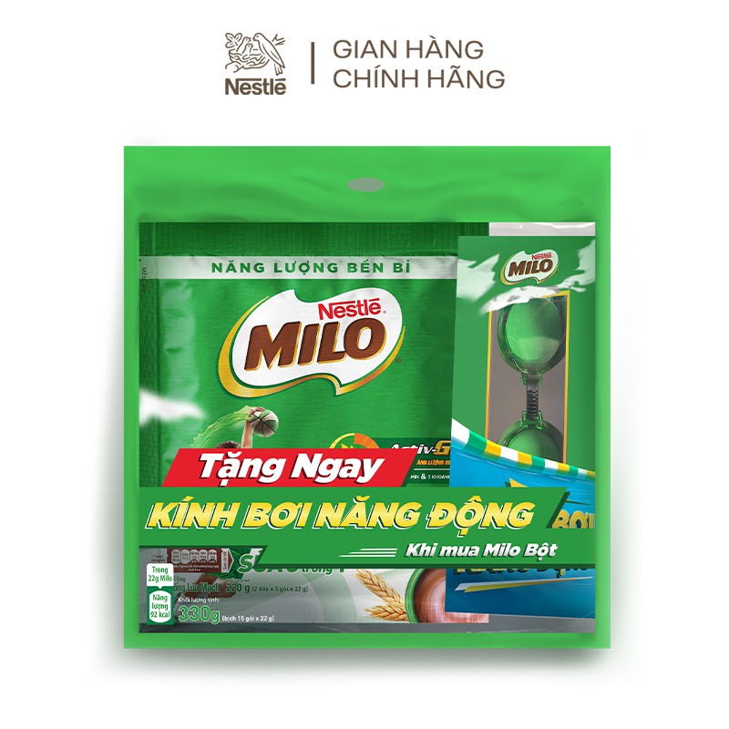 [Tặng kính bơi] Thức uống lúa mạch Nestlé MILO 3 trong 1 Bịch 220g ...