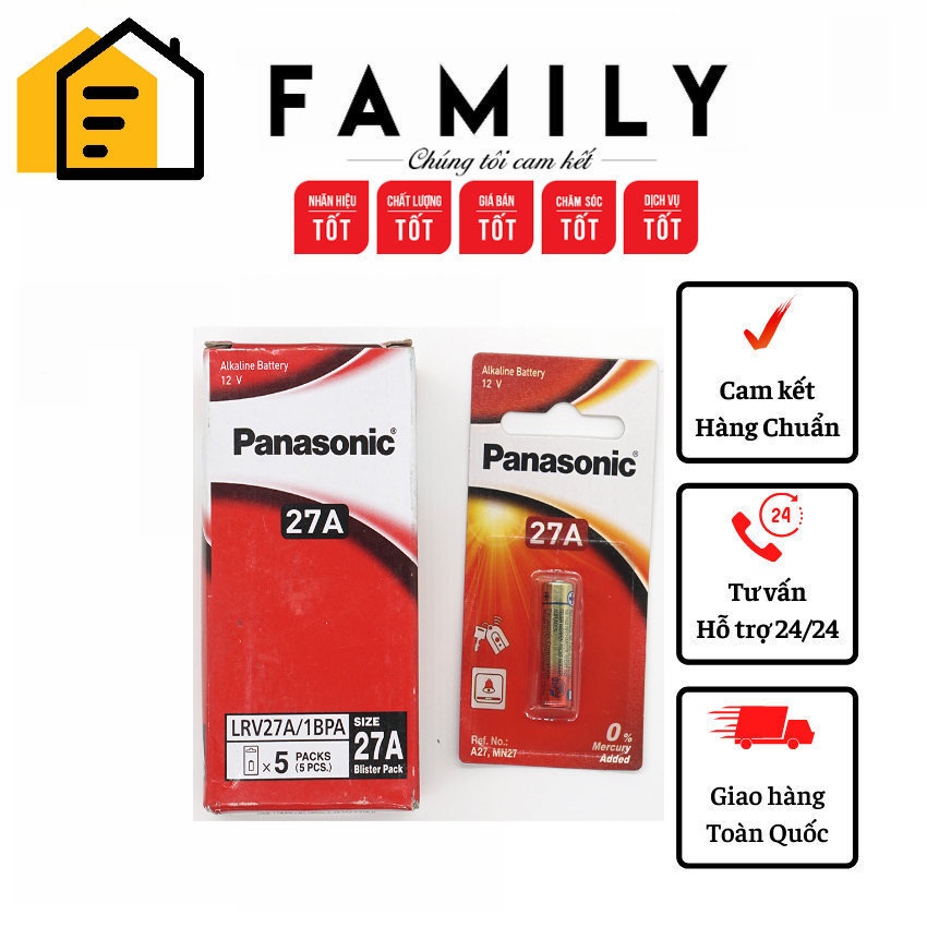 Pin A27 Panasonic cho điều khiển cửa cuốn,oto _Chính hãng | Shopee Việt Nam