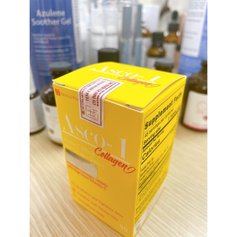 Viên uống Asco- 1 Collagen 90 viên Vitamin C 100mg Pure Collagen 500mg ...