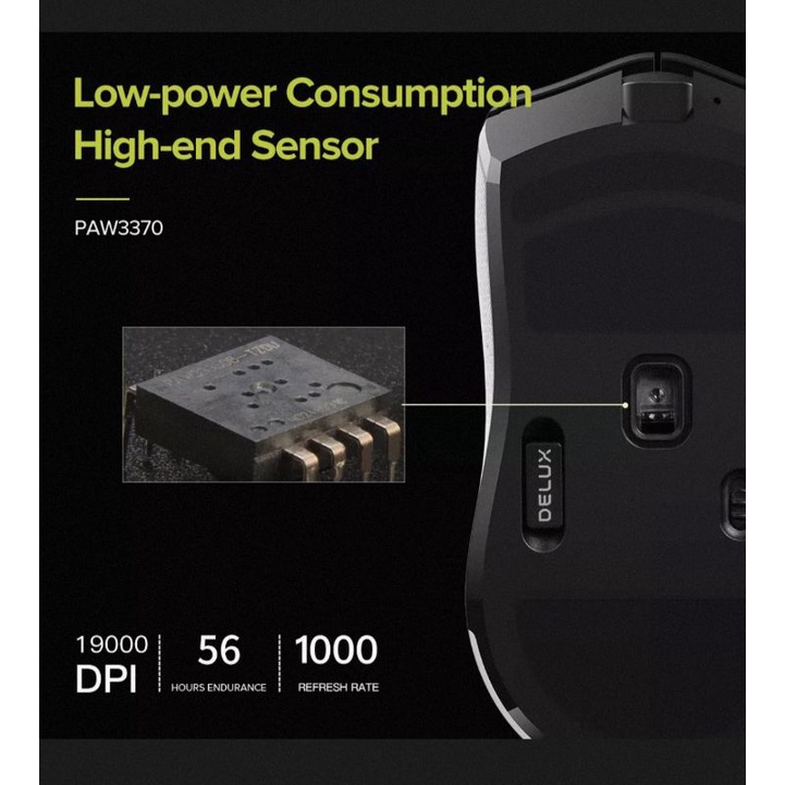 Mua Chuột không dây gaming Delux M800 Pro pixart 3370 dpi 19000 giá rẻ ...