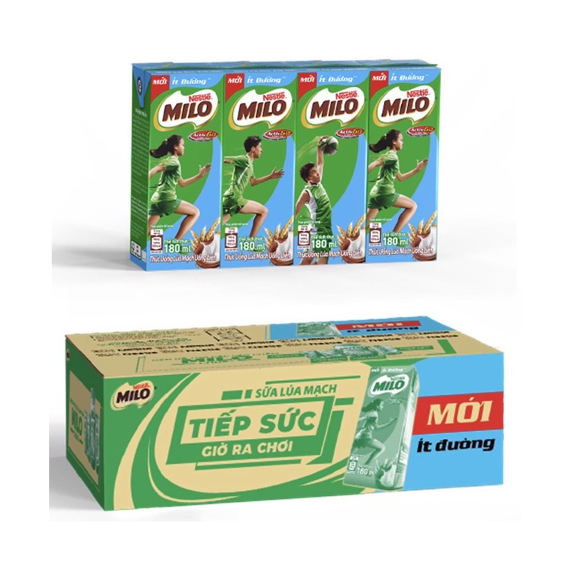 Thùng Thức Uống Lúa Mạch Uống Liền Nestlé MILO Ít Đường 48 hộp x 180ml ...