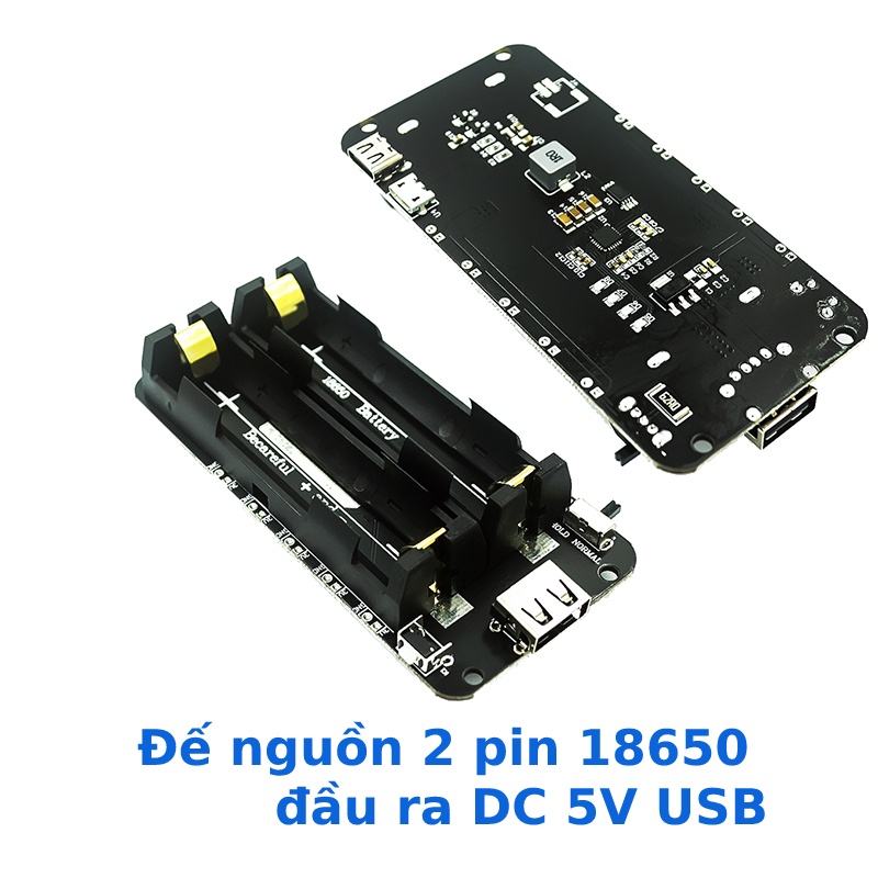 Đế 2 pin 18650 đầu ra USB 5V/3A - Đế Shield 2 pin 18650 out DC 5V/2A và ...