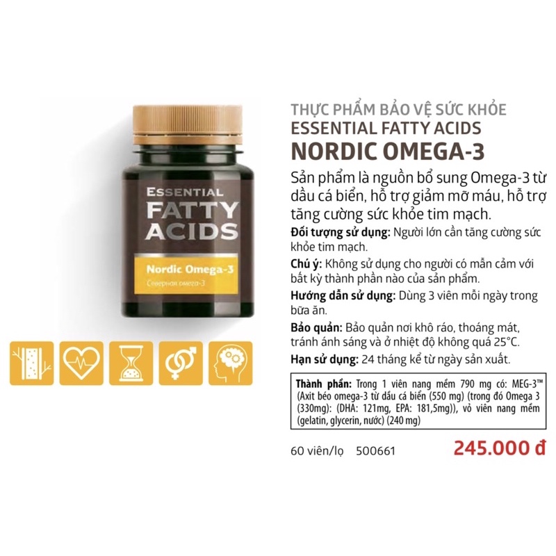 Viên uống Omega-3 từ dầu cá biển Essential Fatty Acids Nordic Omega-3 ...
