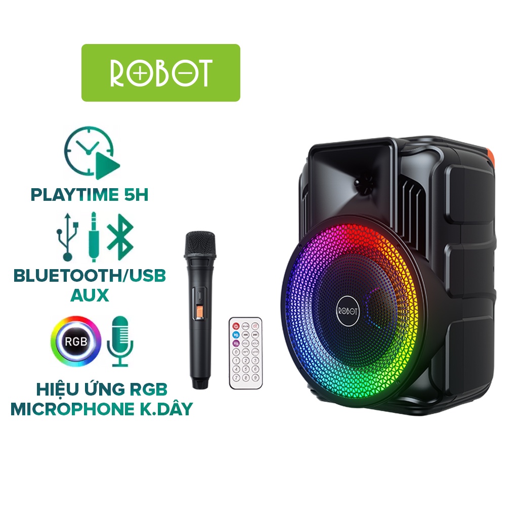 Loa Bluetooth Karaoke ROBOT RB500 Công Suất 20W - Hiệu Ứng LED RGB ...