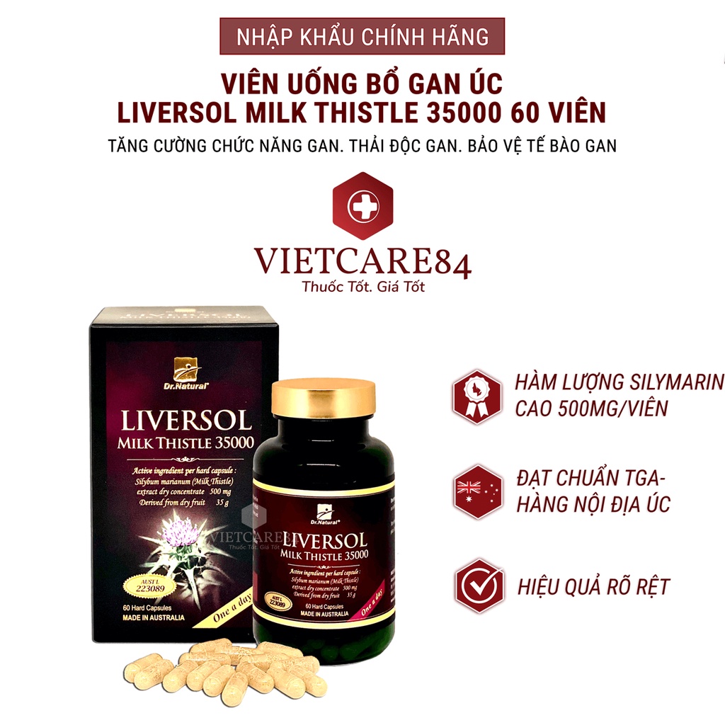 Viên uống bổ gan nhập khẩu chính hãng Úc LIVERSOL MILK THISTLE (60 viên ...