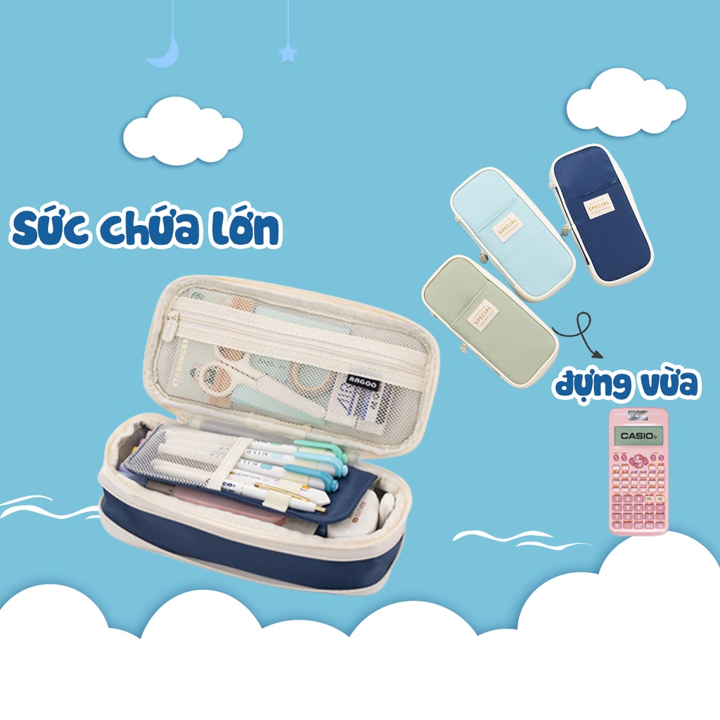 Mua Hộp bút vải canvas Angoo túi bút double pen case bóp viết nhiều ...