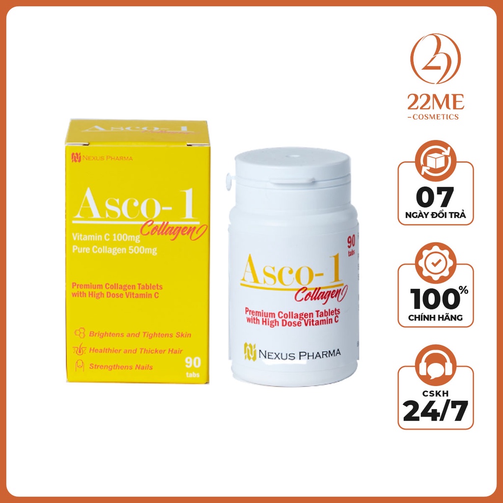 [CHÍNH HÃNG] Viên uống làm đẹp da Asco- 1 Collagen 90 viên Vitamin C ...