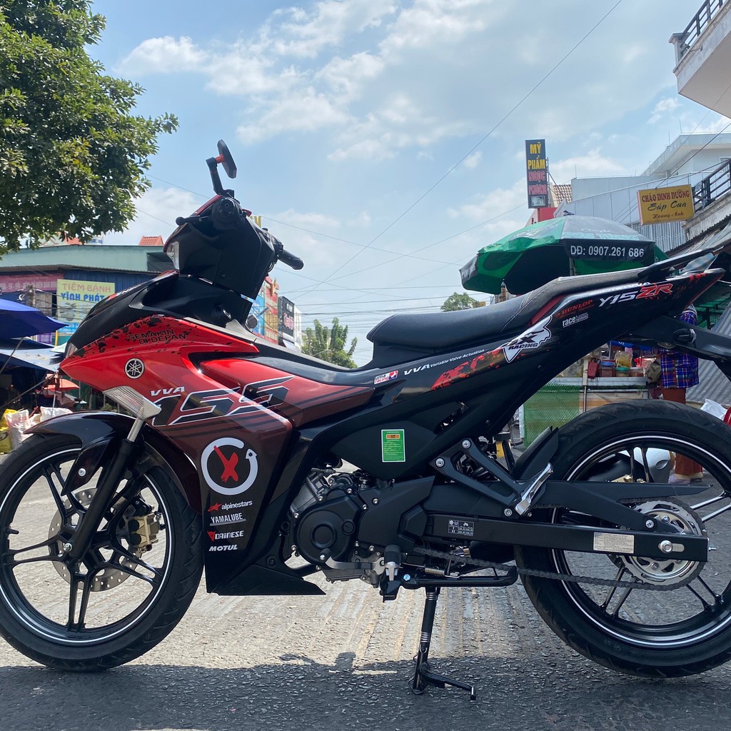 Tem trùm xe Ex 155 đỏ đen, độ team trùm decal xe máy exciter dán đời ...