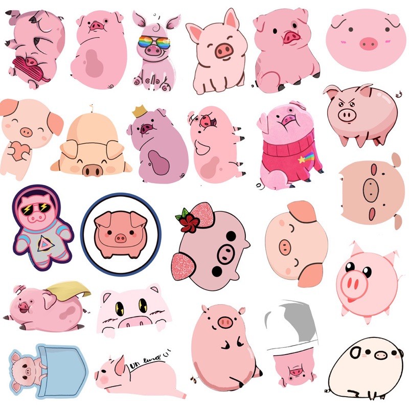 Sticker cute heo hồng chống thấm nước - Các loại giấy khác ...
