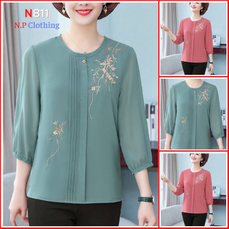 Mua Áo Kiểu Trung Niên A811 Voan Mềm Mát - Mẫu Áo Thêu Hoa Tinh Xảo - Kiểu Trung Niên Đẹp Sang ...