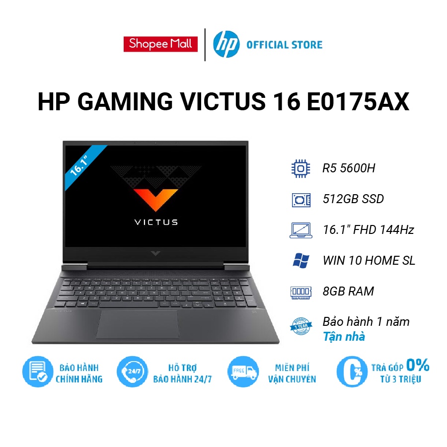 Mua Laptop HP Gaming VICTUS 16 e0175AX 4R0U8PA R5 | 8GB | 512GB | 4GB ...
