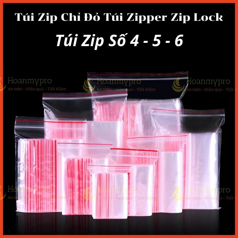 TÚI ZIP TRONG Chỉ Đỏ 1Kg Túi Zipper Bấm Miệng Số 4 - 5 - 6 Hoanmypro ...