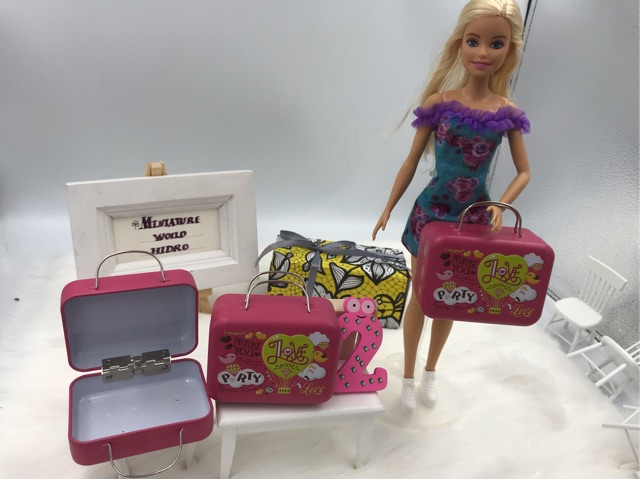 Vali xách tay mini. Vali cho búp bê barbie. Vali mini decor. Trang trí ...