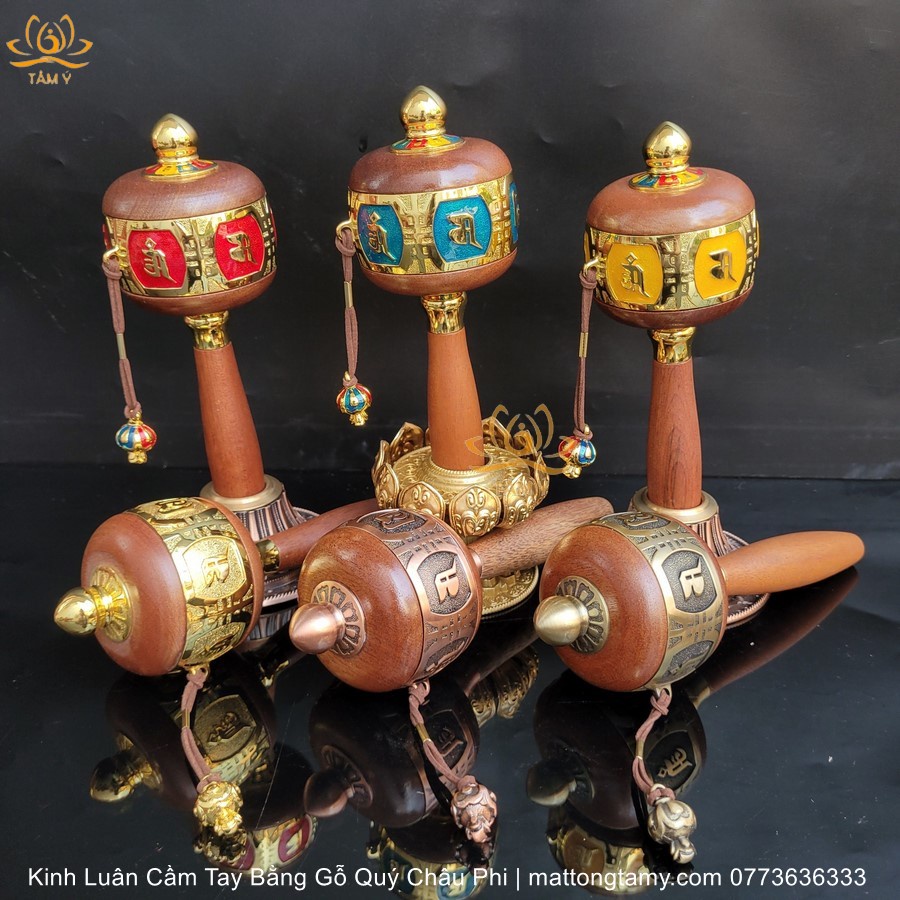 Mua Kinh Luân Cầm Tay Bằng Gỗ bên trong có chân ngôn Lục Tự Đại Minh Om ...