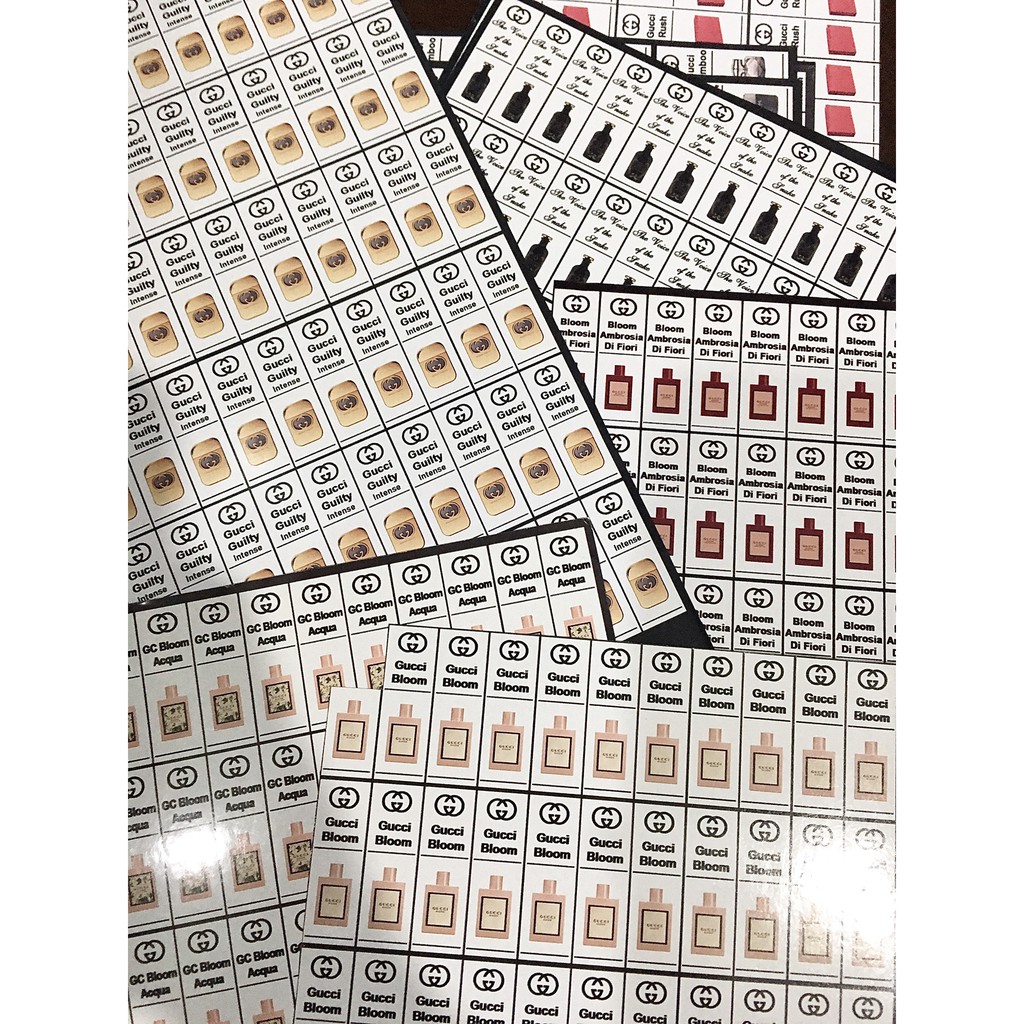 combo 10 cái tem dán chai chiết nước hoa GUCCI các loại ( kích thước ...