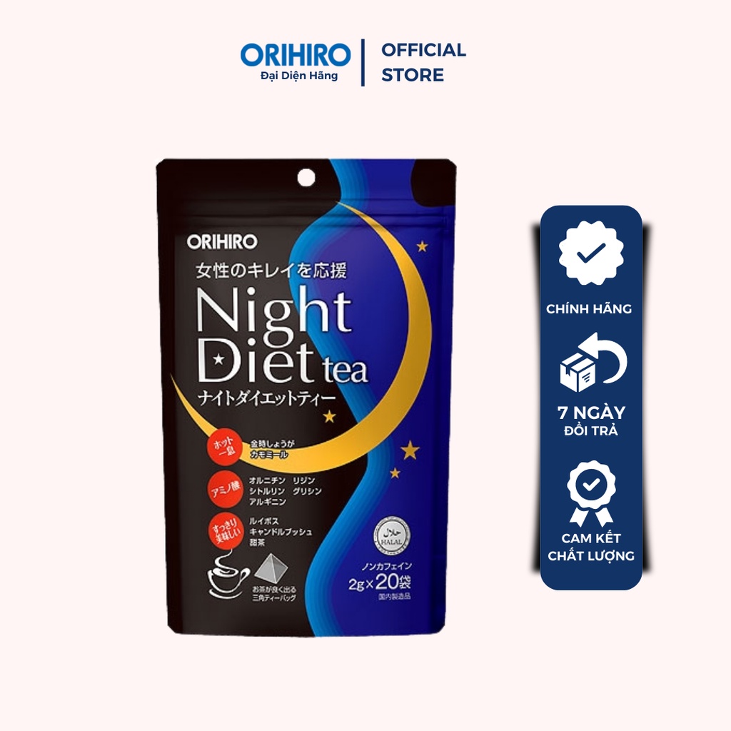 [Mã FMCGMALL -8% đơn 250K] Trà giảm cân Night Diet Tea Orihiro 20 gói ...
