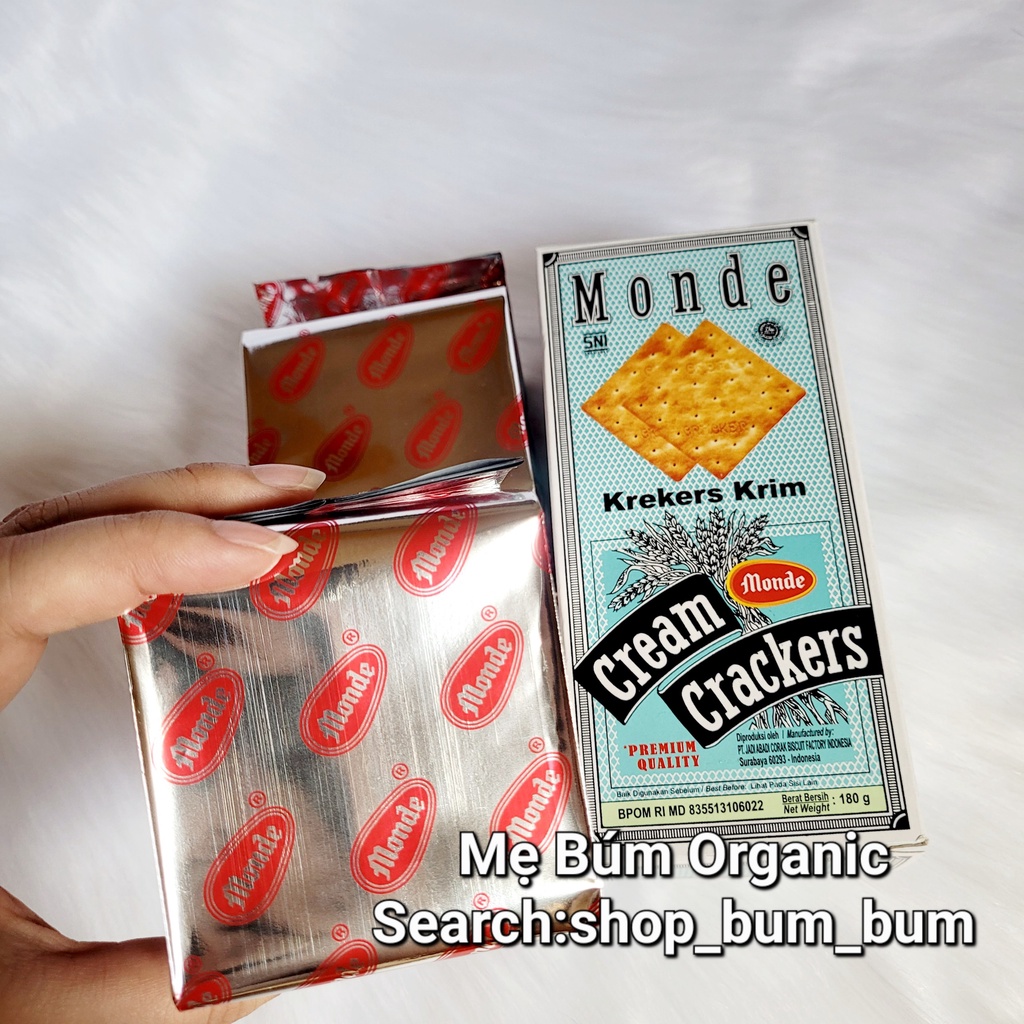 Combo 3 hộp Bánh quy giòn lạt Cream Cracker MONDE 180g - ăn vặt chuyên ...