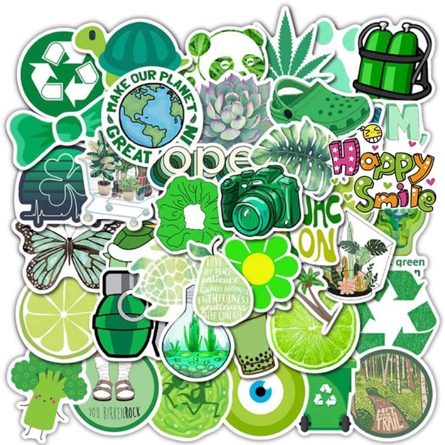 Sticker màu xanh lá cây 30-50 cái ép lụa / hình dán chủ đề màu xanh lá ...