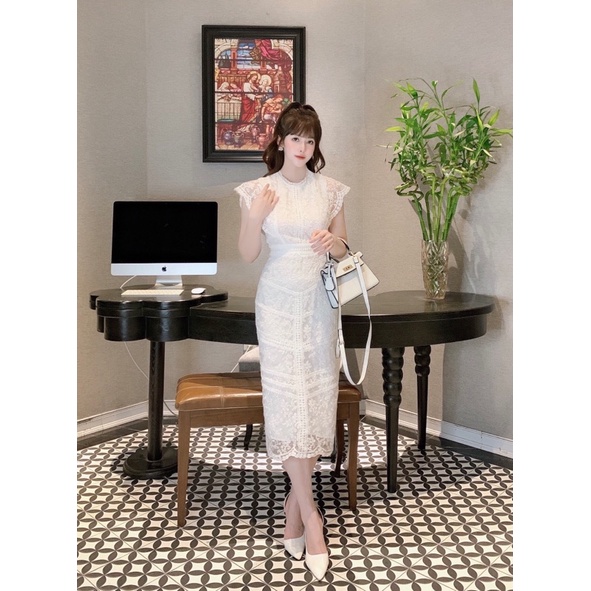 Mua Váy ren body tay cánh tiên cao cấp, đầm ren body thiết kế dự tiệc ...