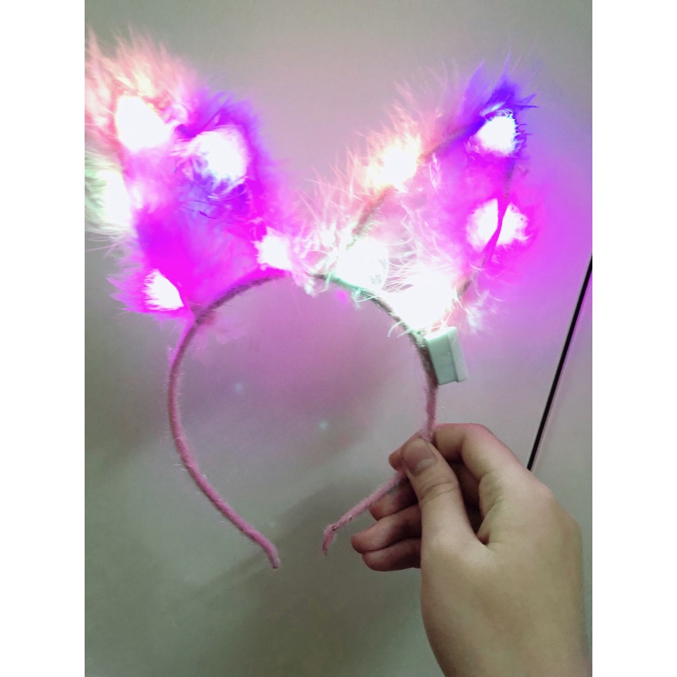 Mua Bờm chơi trung thu phát sáng lông vũ tai thỏ xinh xắn đèn led - b03 ...