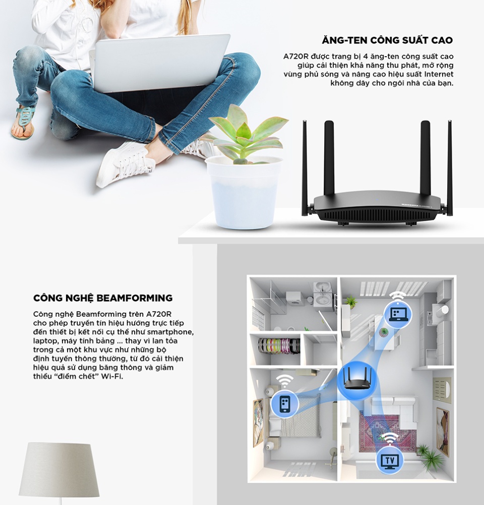 [Mã ELBAU5 giảm 5% tối đa 500K] Cục phát wifi router wifi băng tần kép ...