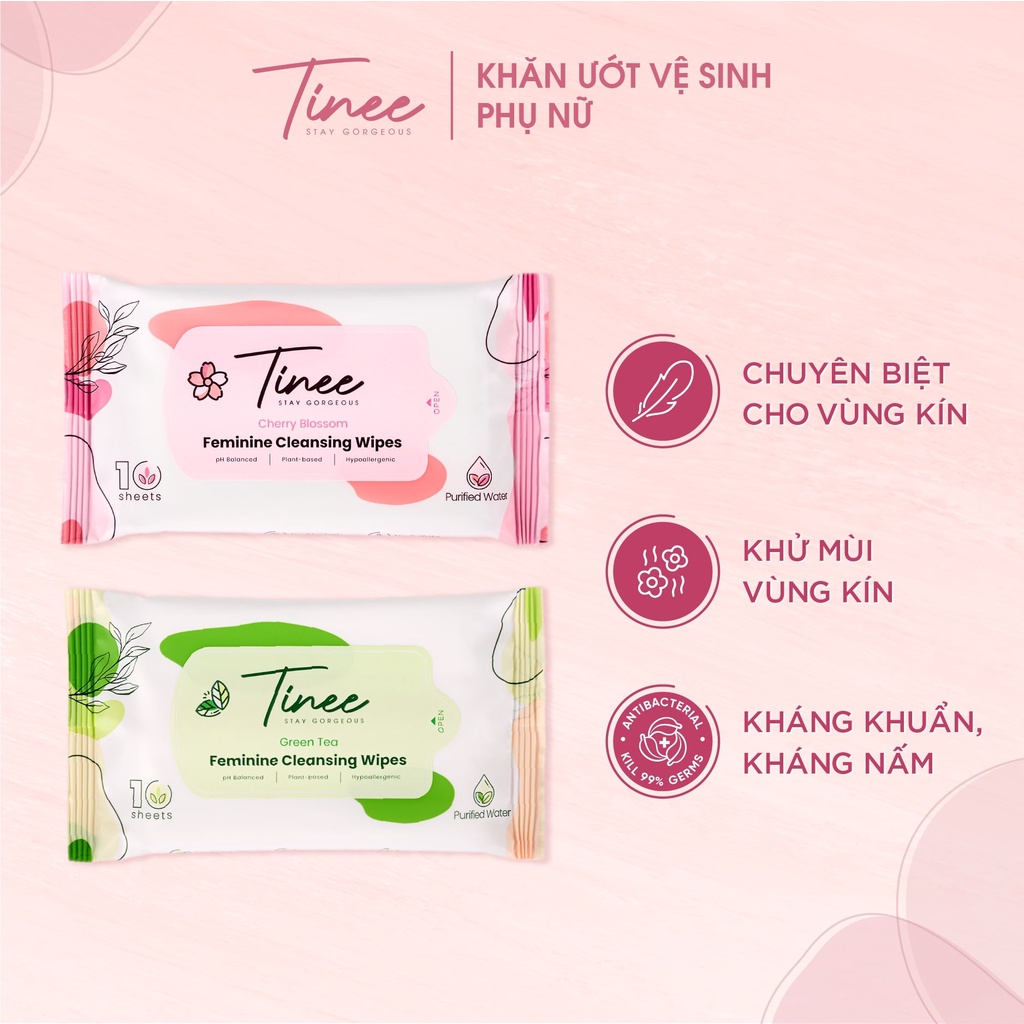 Khăn giấy ướt vệ sinh vùng kín phụ nữ Tinee 1 gói 10 tờ | Shopee Việt Nam