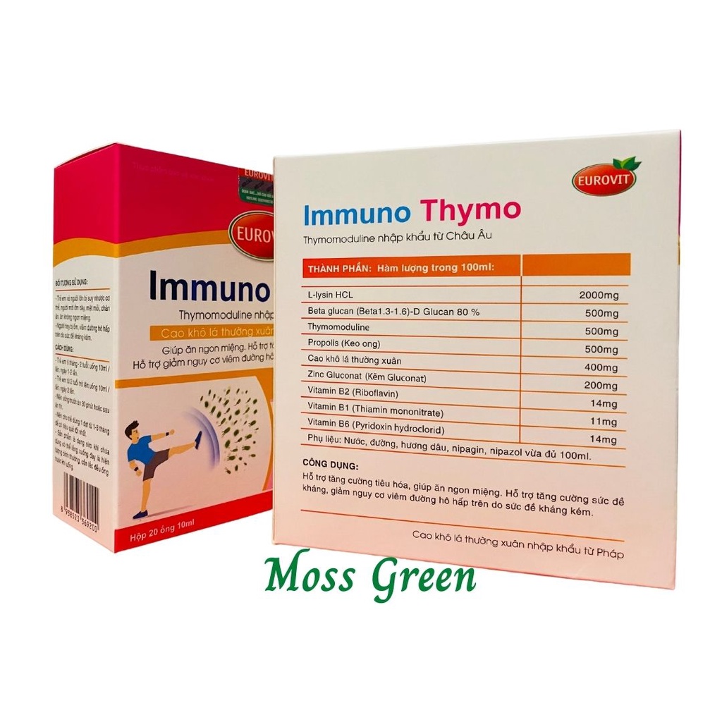 Immuno thymo hỗ trợ tăng cường sức đề kháng, giúp trẻ ăn ngon, tiêu hóa khỏe hộp 20 ống/10ml tại ...