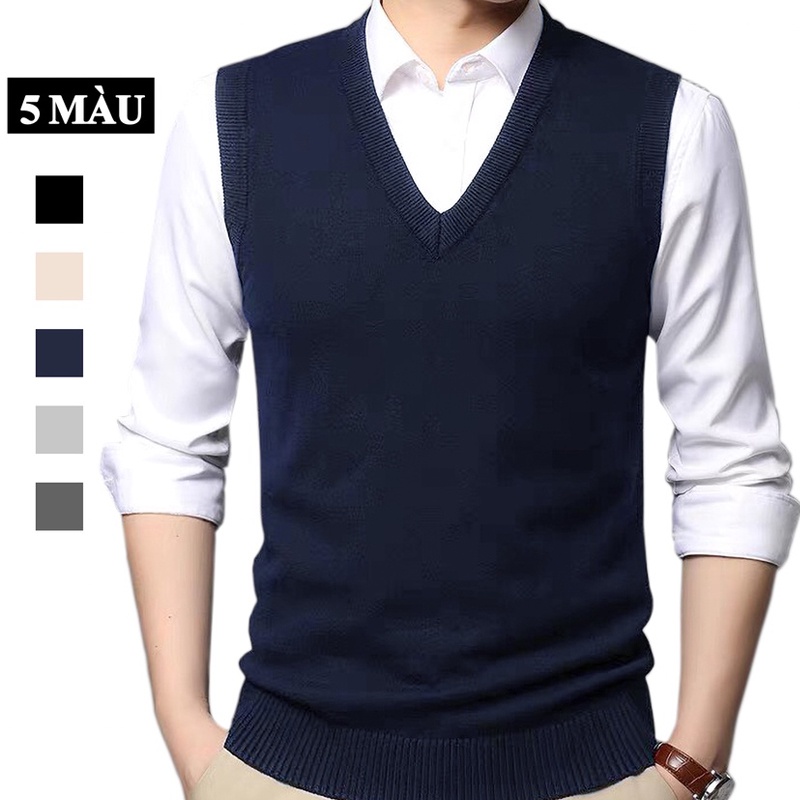 Mua Áo len nam ghile cổ tim OMEN, áo len ghi lê trơn màu kiểu dáng trẻ ...