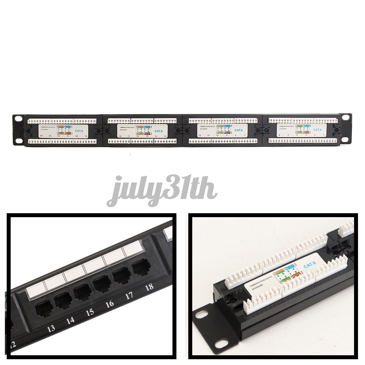24 Port CAT6 RJ45 110 Network Ethernet Rack Mount 1U 1RU One Space ...