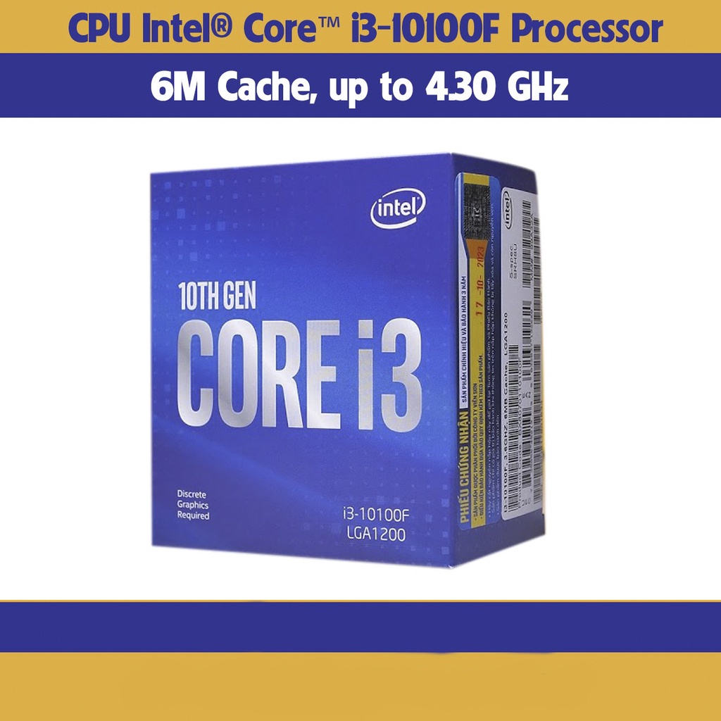 CPU Intel Core i3 10100 (3.60 Up to 4.30GHz, 6M, 4 Cores 8 Threads) Full box nhập khẩu | Shopee ...