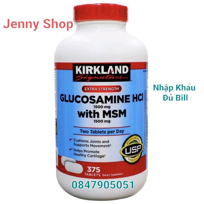 Nhập khẩu có bill viên uống glucosamin hcl 1500mg with msm 1500mg