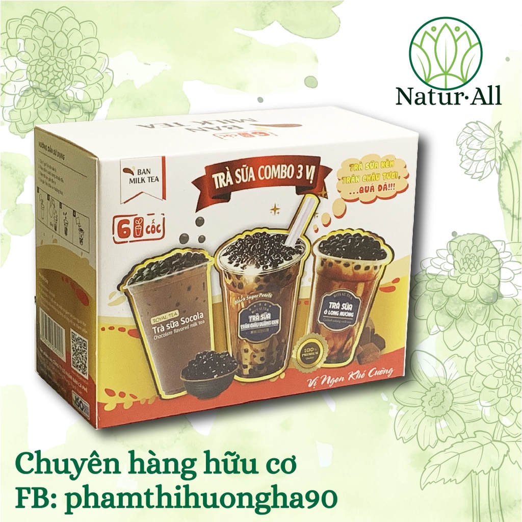 Trà sữa combo 3 vị Ô long nướng/ Trân châu đường đen/Socola (6 cốc) hộp 312g | Shopee Việt Nam