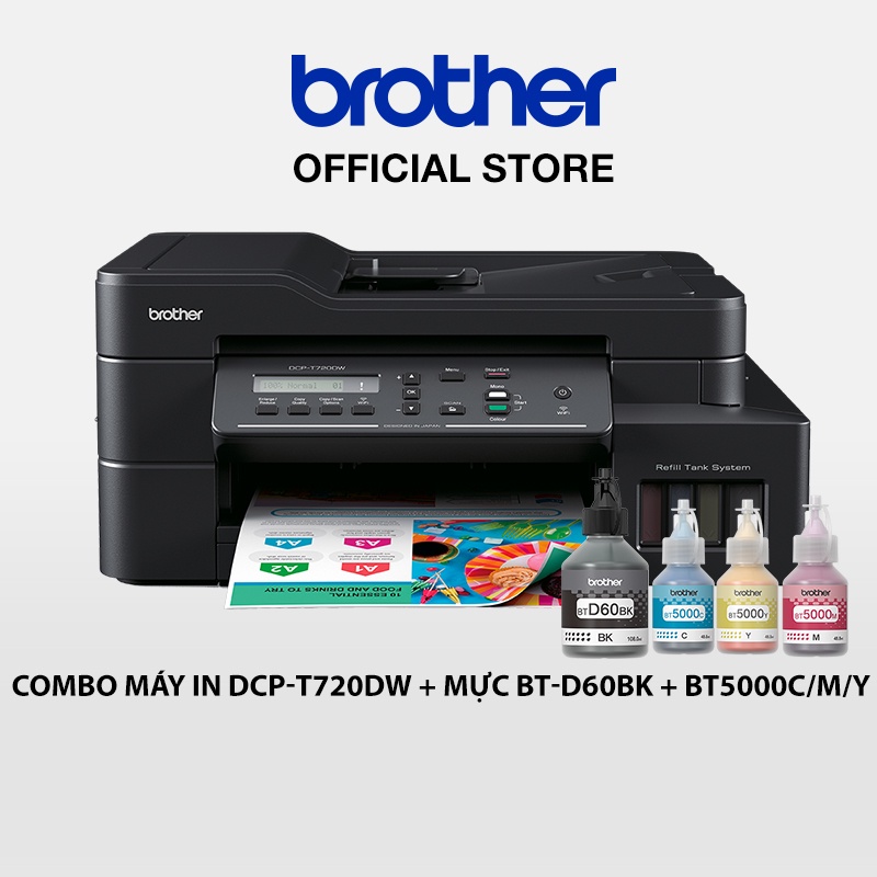 Combo Máy in phun màu đa năng Brother DCP-T520W và Bộ mực in phun ...