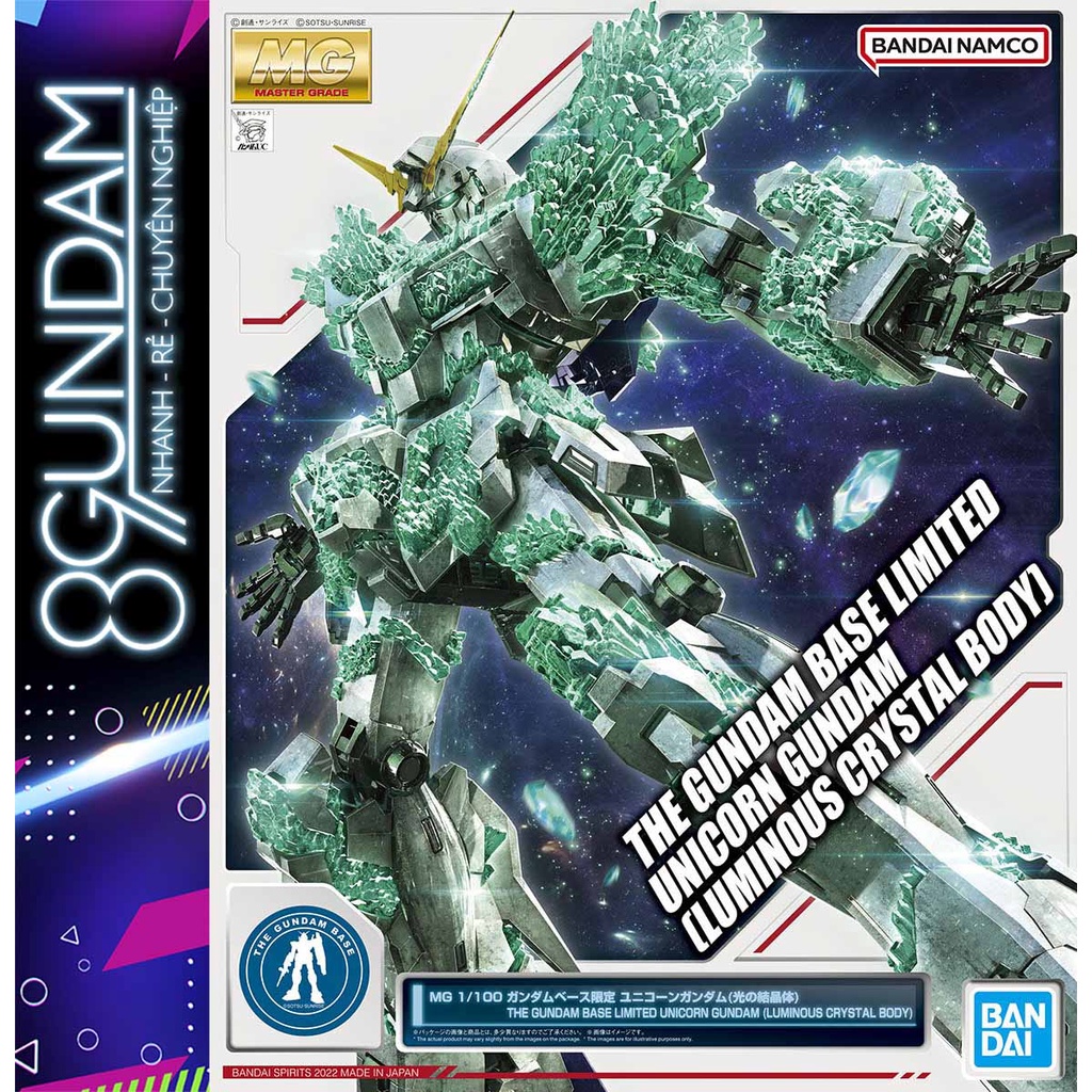 Mô Hình Lắp Ráp The Gundam Base Limited MG Unicorn Luminous Crystal ...
