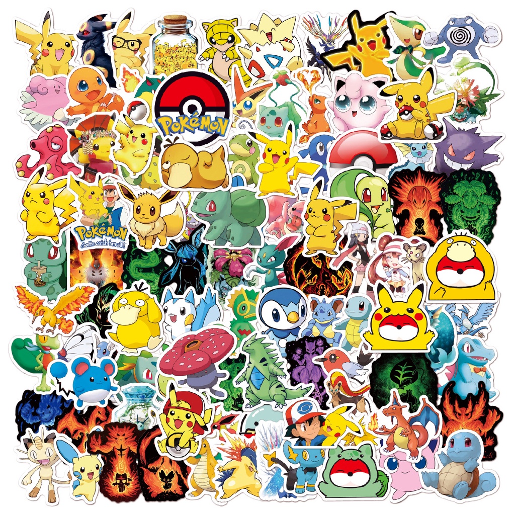 Mua Sticker Pokemon cute set 100 hình dán HYA trang trí laptop, mũ bảo ...