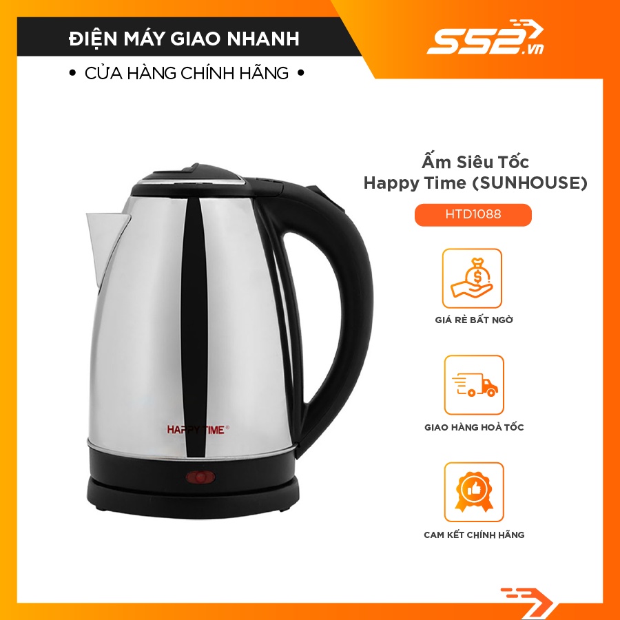Bình Đun Siêu Tốc Inox SUNHOUSE HAPPY TIME HTD1055 (1.5L) HTD1088 (1.8L ...