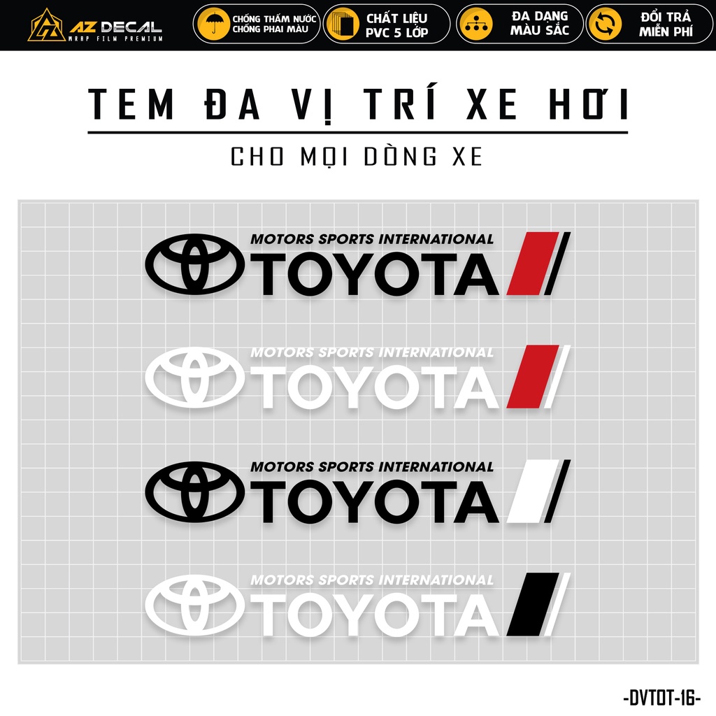 Mua Tem Dán Xe Hơi Logo Toyota | DVTOT-16 | Decal Team Sticker Dán Sườn ...