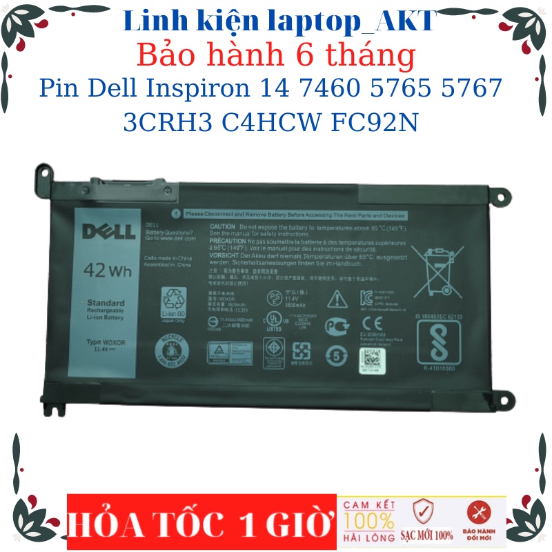 Pin Laptop Dell Inspiron 14 7460 5765 5767 3CRH3 C4HCW FC92N- Pin WDXOR ...