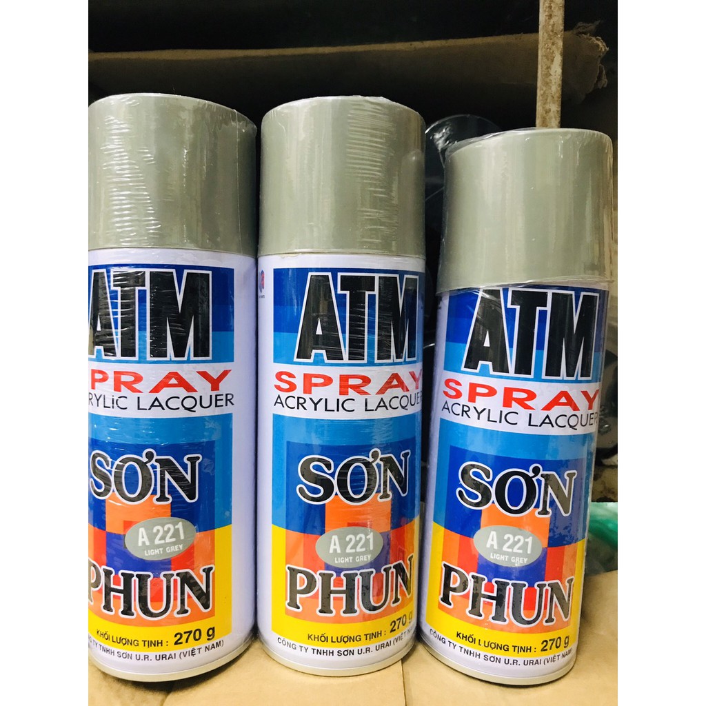 Sơn phun xịt ATM A221 màu ghi sáng light grey | Shopee Việt Nam