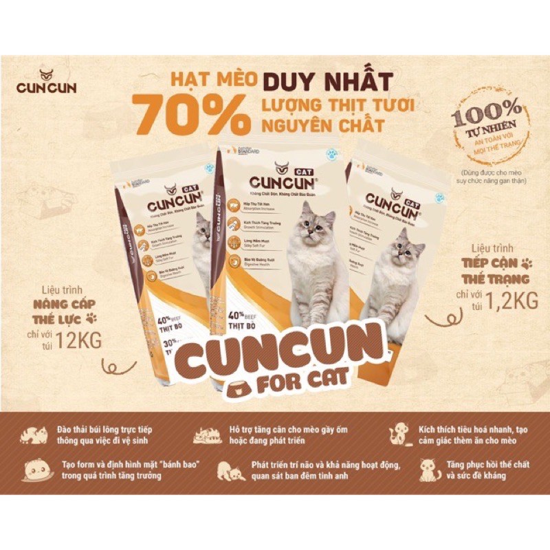 Mua (Chính Hãng)Thức ăn Hạt tươi CunCun Cat cho mèo 1.2kg xuất xứ Việt ...