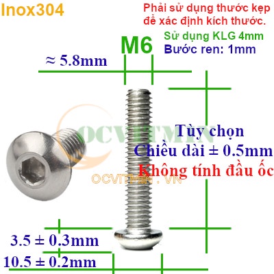 Mua Shopee.vn/ocvitmin Ốc Lục Giác Đầu Dù M6 Inox 304 Hút Nam Châm giá ...