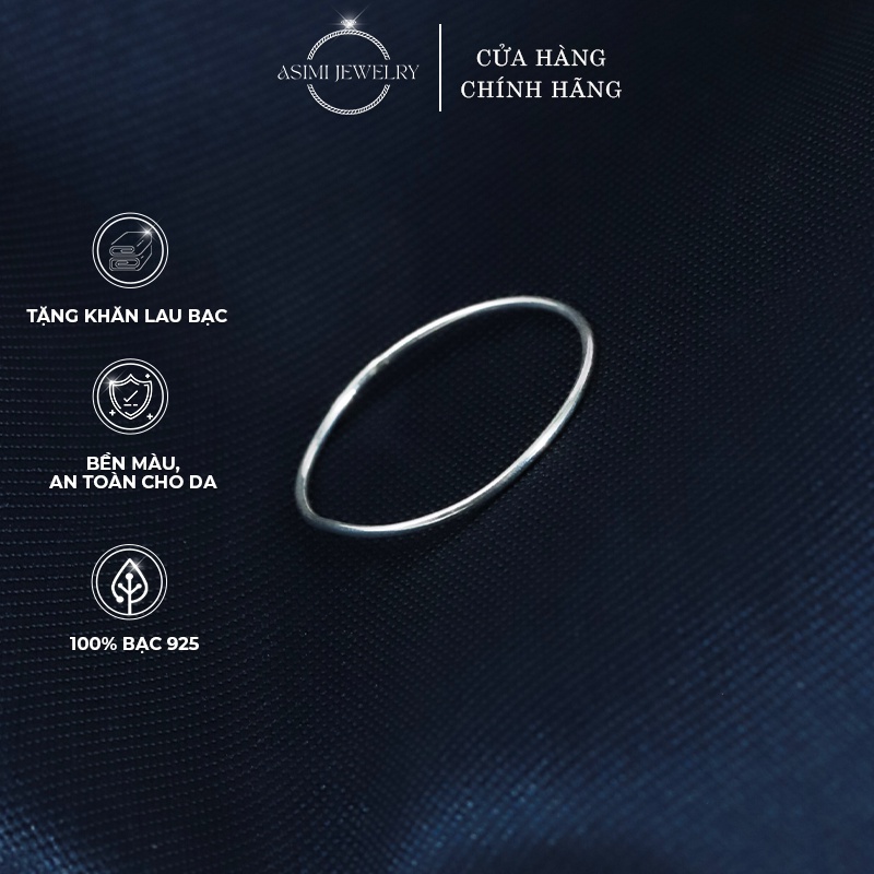 Nhẫn bạc nữ trơn tròn basic Asimi, Nhẫn bạc 925 đơn giản nhiều size tặng khăn lau bạc Basic Ring ...