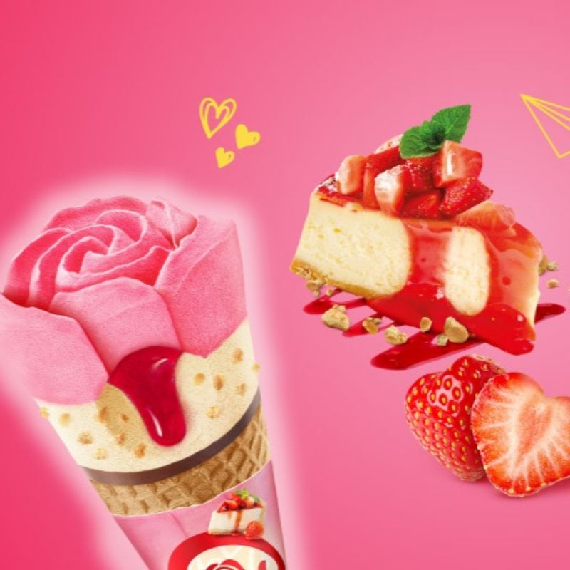 Mua (HỎA TỐC) KEM ỐC QUẾ HOA HỒNG DÂU PHÔ MAI WALL'S CORNETTO ...