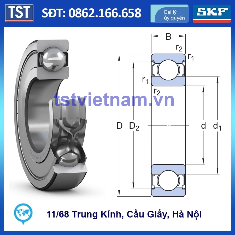 Mua VÒNG BI BẠC ĐẠN SKF CHÍNH HÃNG 61801-2Z giá rẻ nhất | TecKi.Vn