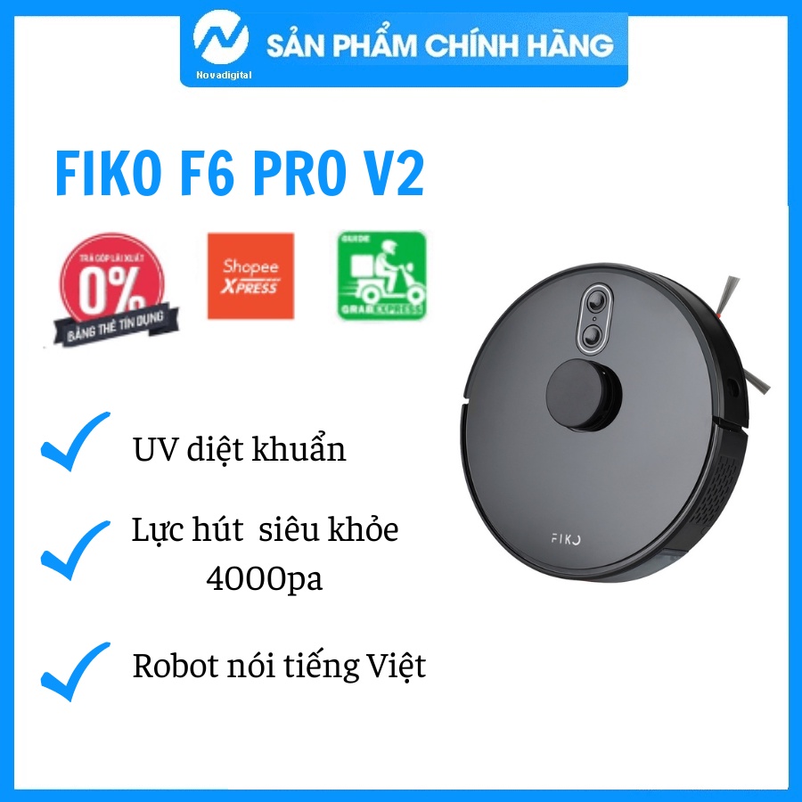 Robot hút bụi lau nhà Fiko F6 Pro V2 (Bản quốc tế, Robot nói Tiếng Việt ...