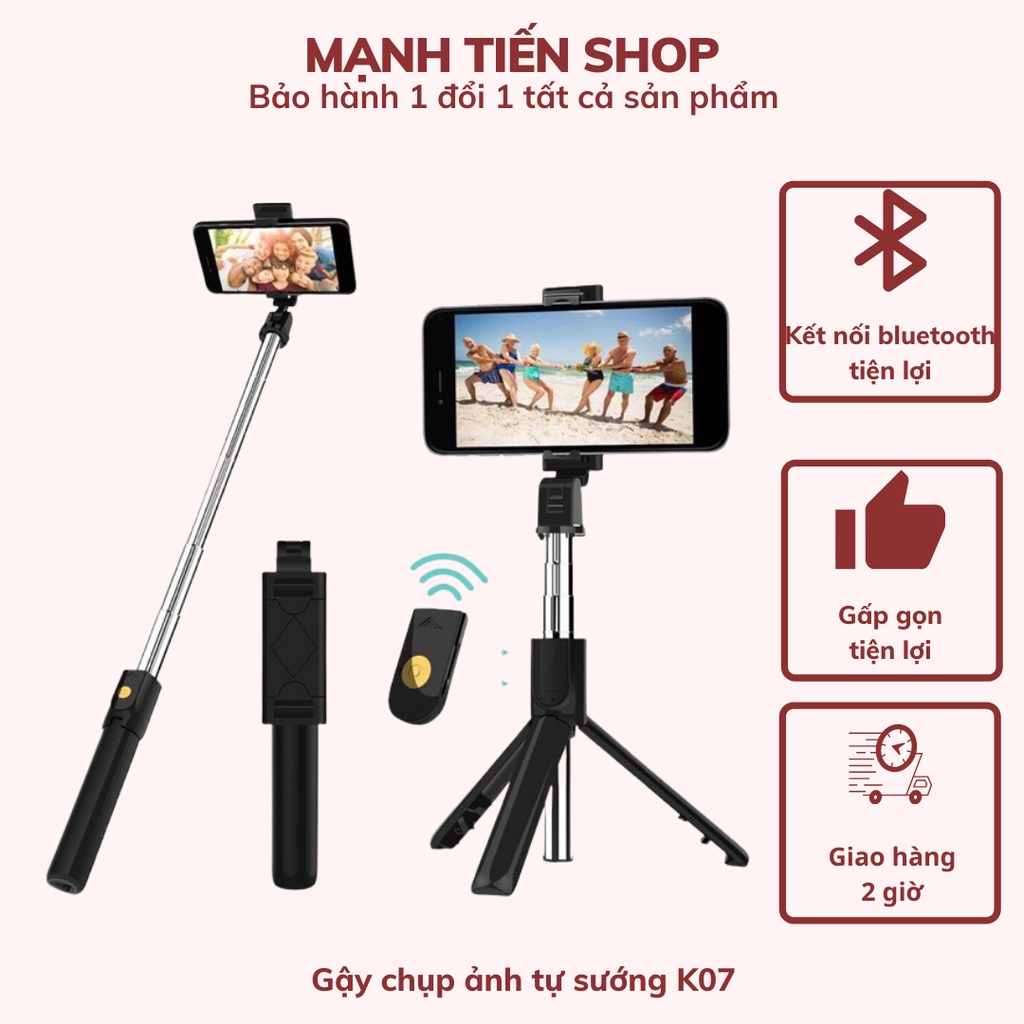 Gậy chụp hình 3 chân bluetooth K07gậy chụp ảnh selfie 3 chân có remote bluetooth điểu khiển từ ...