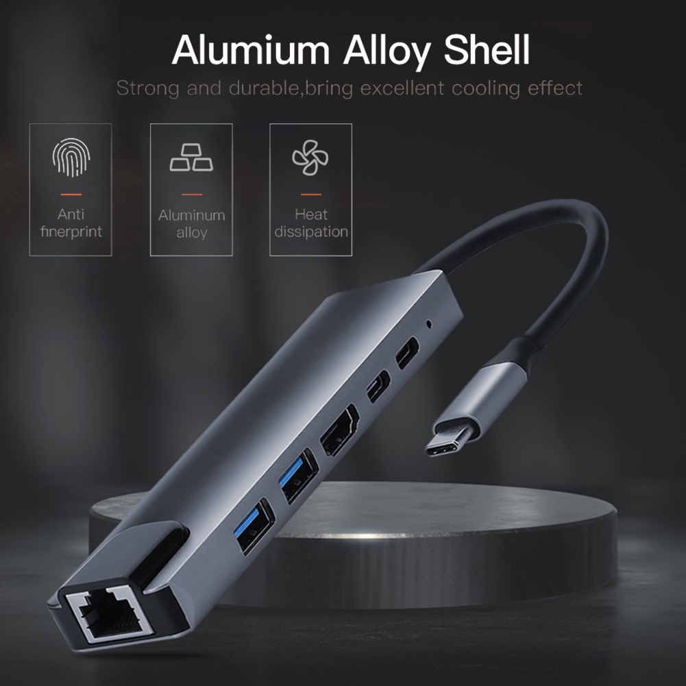 Mua Bộ Chia 6 Trong 1 Cổng USB Type C HD 4K HDMI RJ45 USB 3.0 OTG Thunderbolt 3 Dock Với PD TF ...